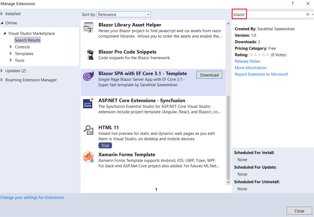 Create Blazor Server App with EF Core 3.1 and Visual Studio Extension Create Blazor Server App with EF Core 3.1 and Visual Studio Extension